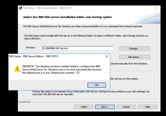 Error DBI20075E Killing Task on Port 22 during DB2 installation for ...