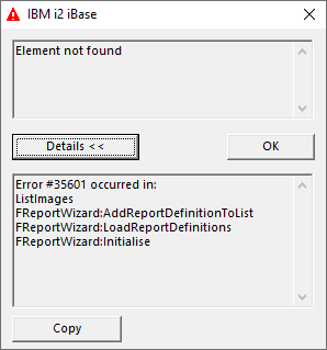 Error creating report in iBase 9