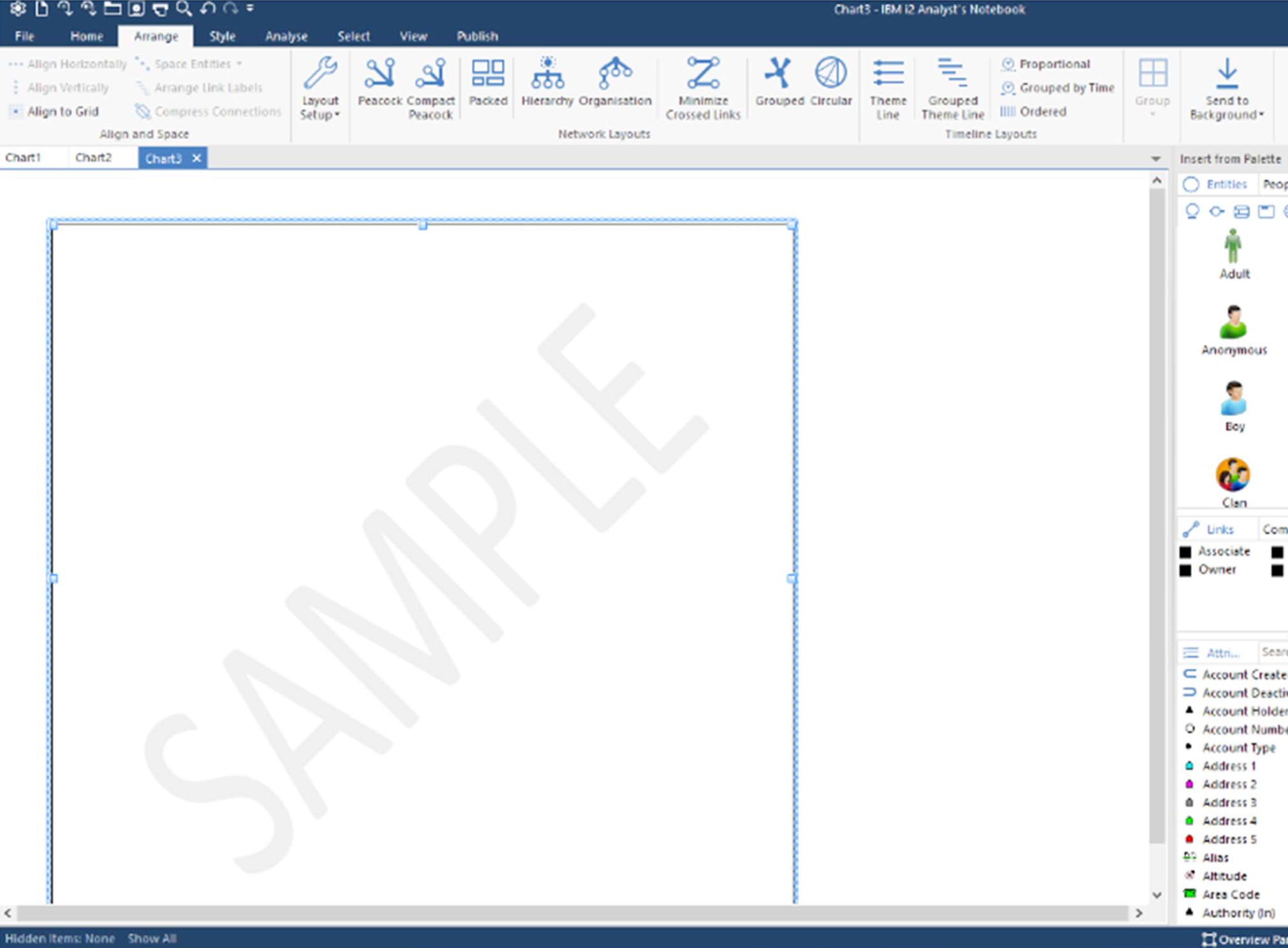 How do I put a watermark on an i2 Analyst's Notebook Chart?