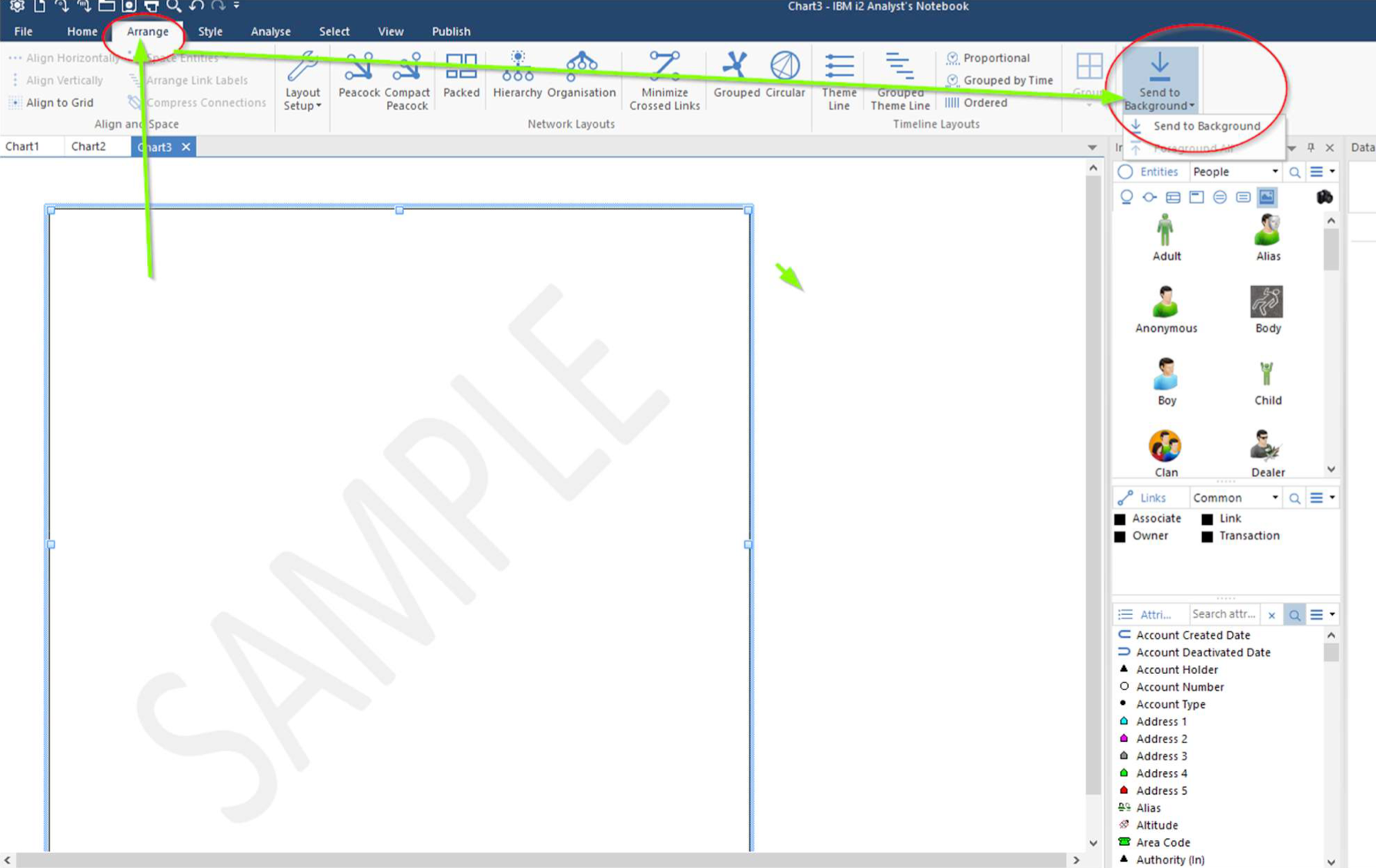 How do I put a watermark on an i2 Analyst's Notebook Chart?