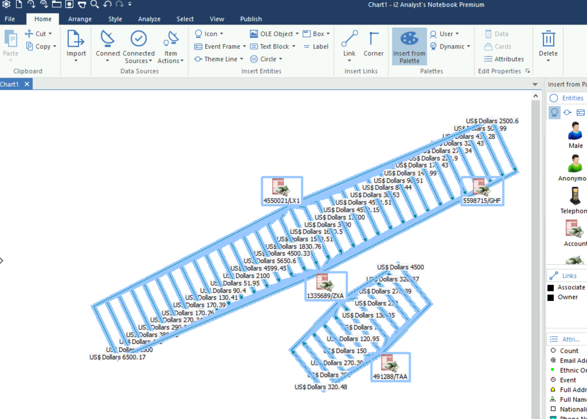 How to automatically merge numeric links when sending data from iBase to i2 Analyst's Notebook