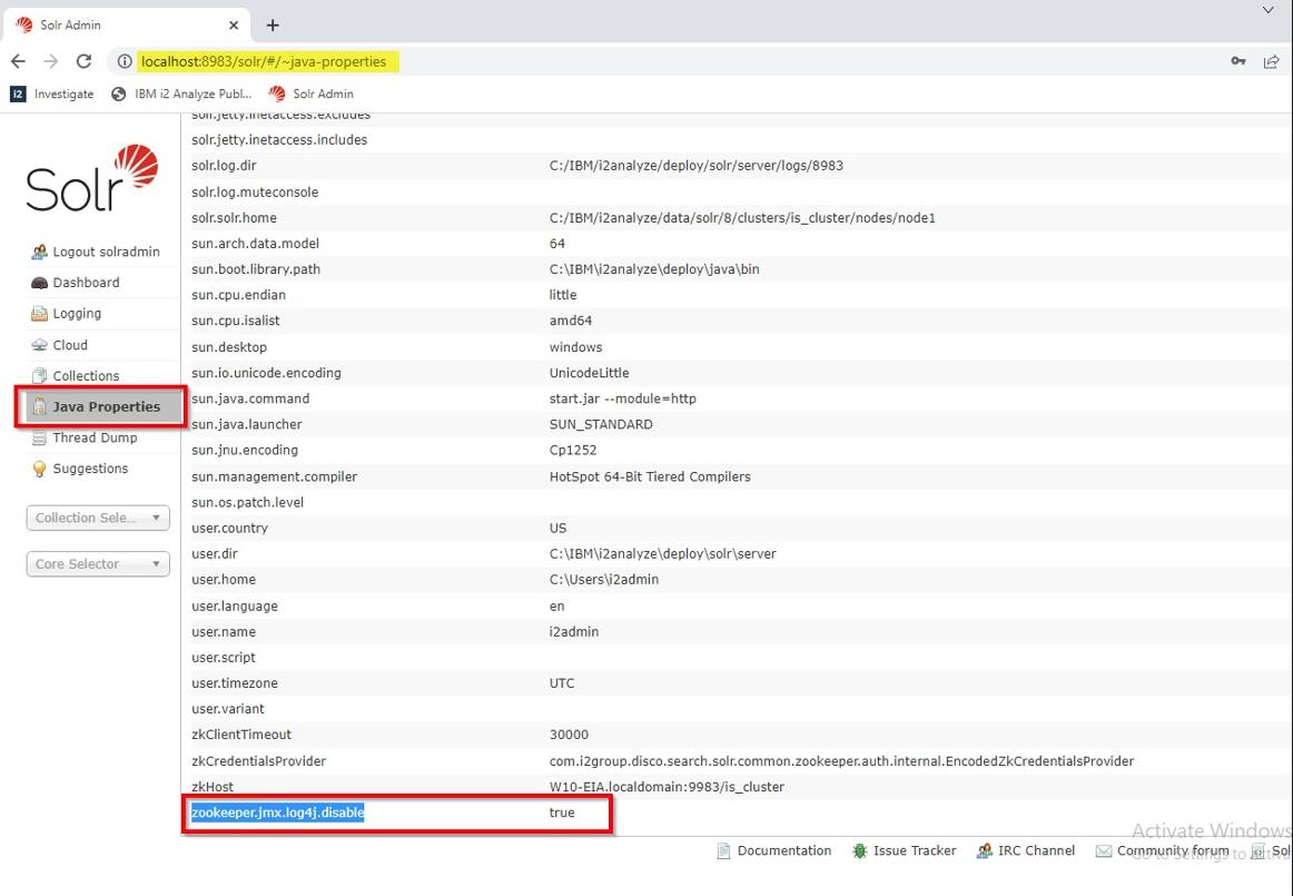 How to remediate scan warning for Zookeeper log4j in i2 Analyze 4.4.1