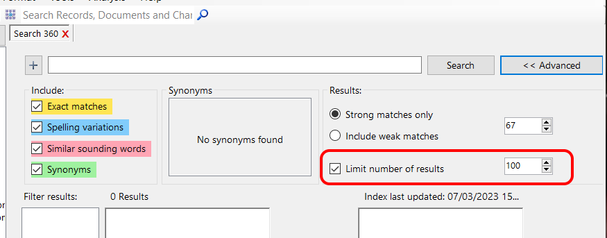 iBase Search 360 doesn't give expected results