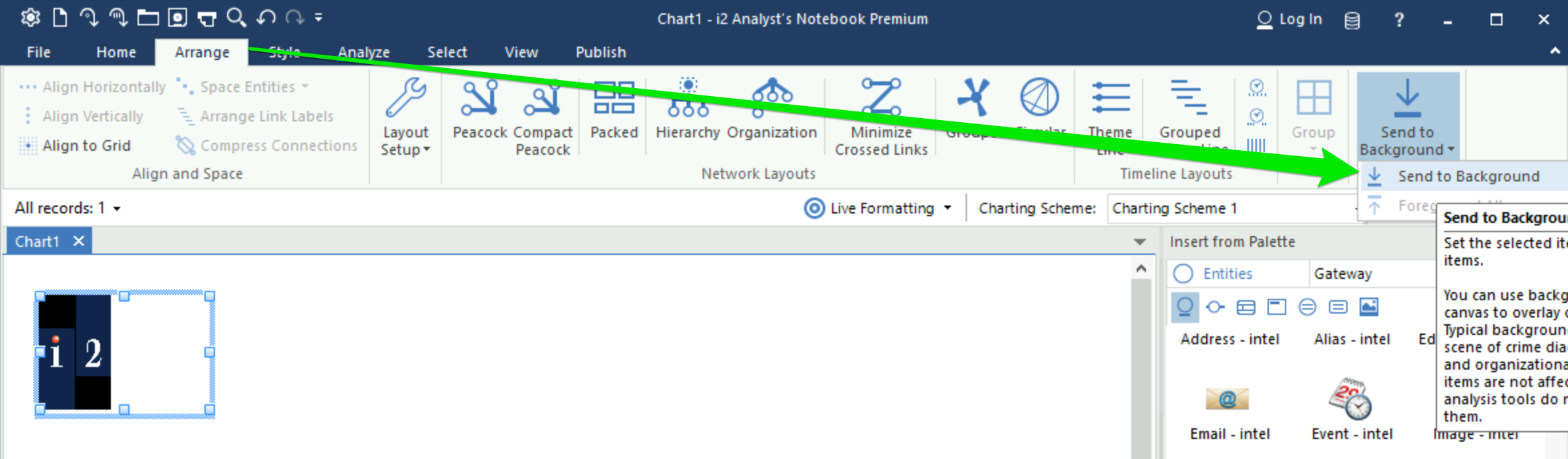 How to mark i2 Analyst's Notebook chart with logo from .png