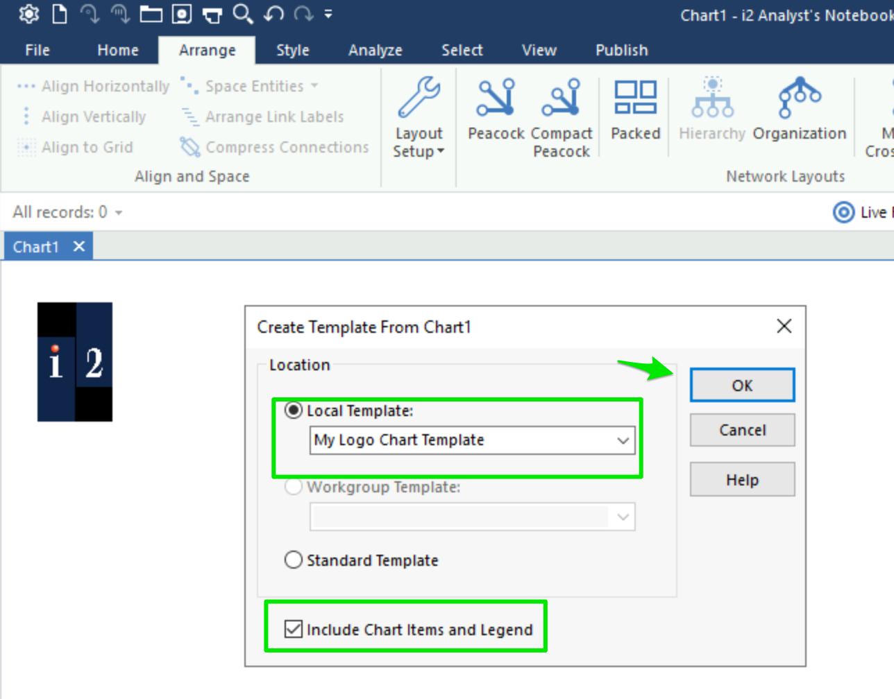 How to mark i2 Analyst's Notebook chart with logo from .png