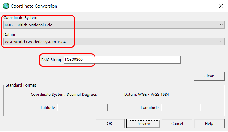 Error "Coordinate Conversion Failed. Invalid ellipsoid (...)