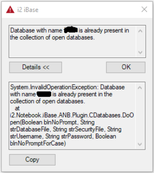 Getting error “Object reference not set to an instance of an object” when trying to open iBase ...