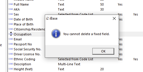 How to delete a Fixed Field in iBase