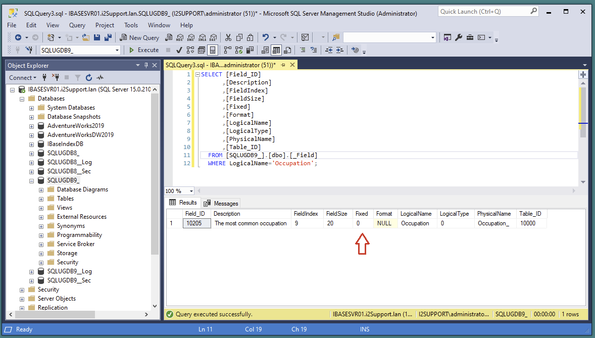 How to delete a Fixed Field in iBase