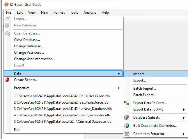 How to create logs in i2 iBase Import Specifications