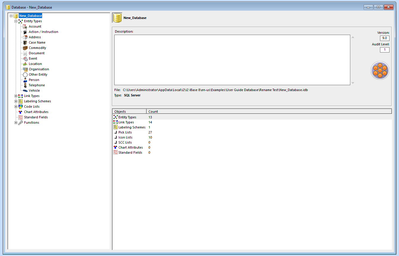 How do I rename an i2 iBase database?