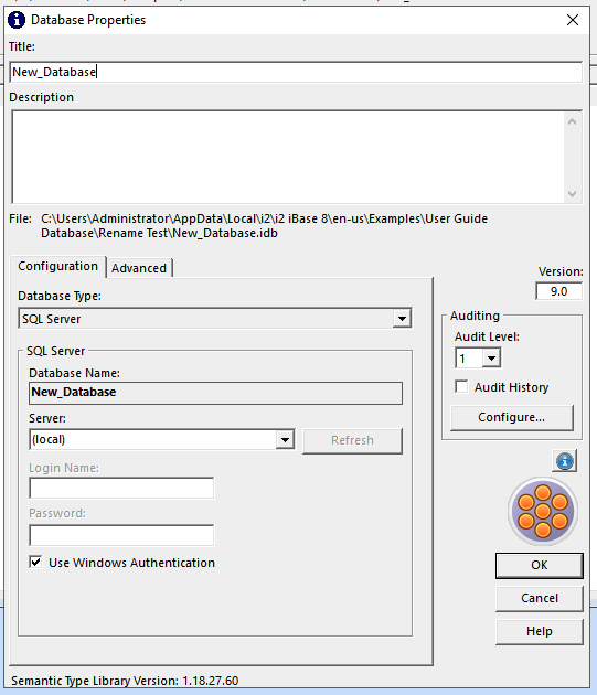 How do I rename an i2 iBase database?