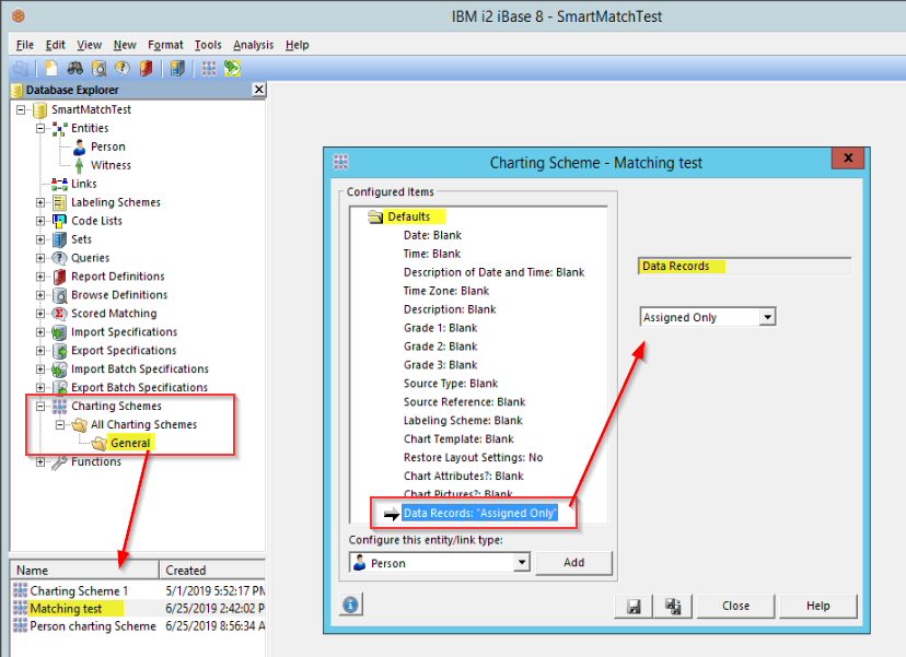 How to configure i2 iBase so Smart Match will work with items charted to Analyst's Notebook