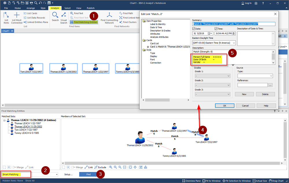 How to configure i2 iBase so Smart Match will work with items charted to Analyst's Notebook
