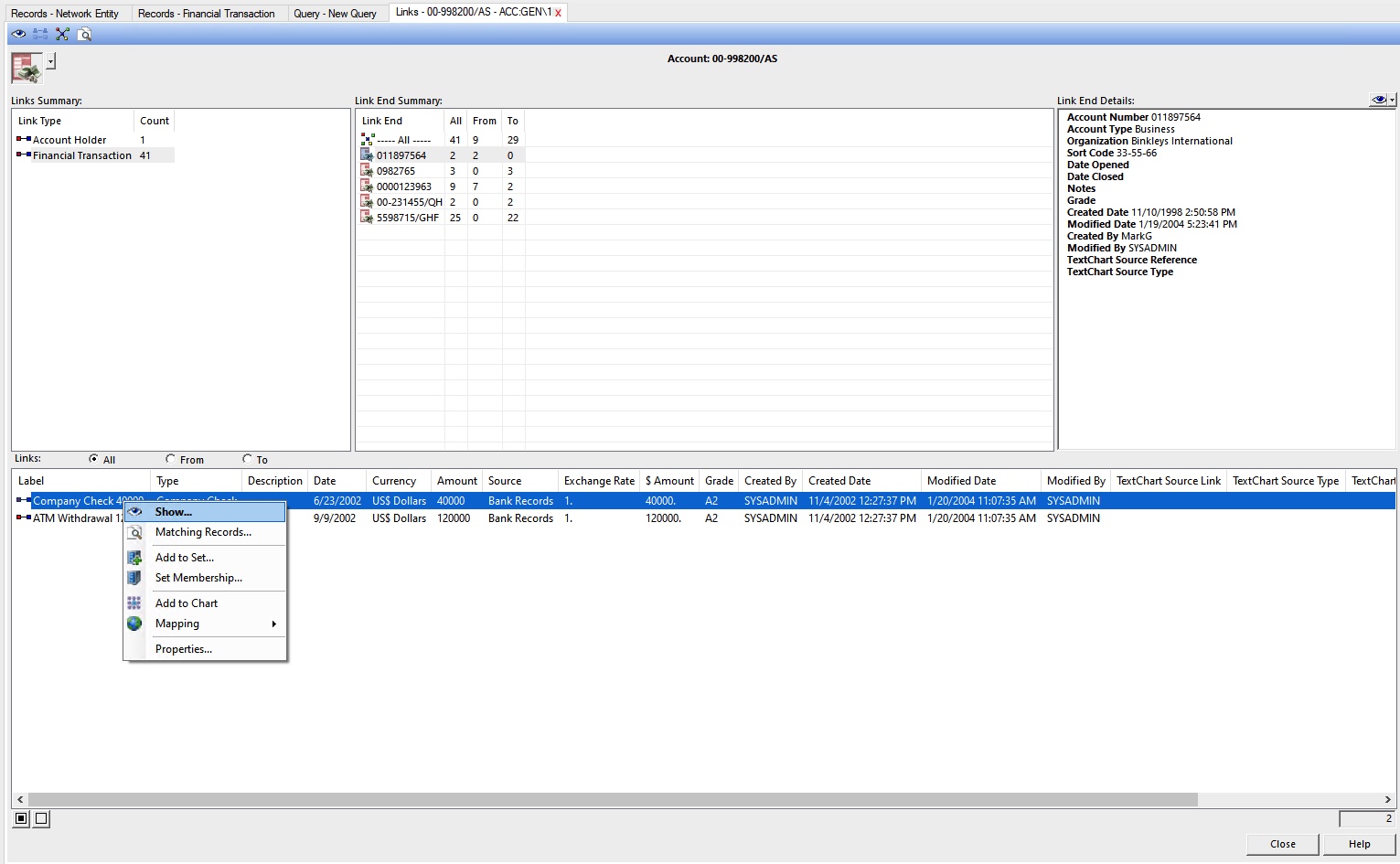 iBase 9.0 Adding Single Link Record to Analyst's Notebook
