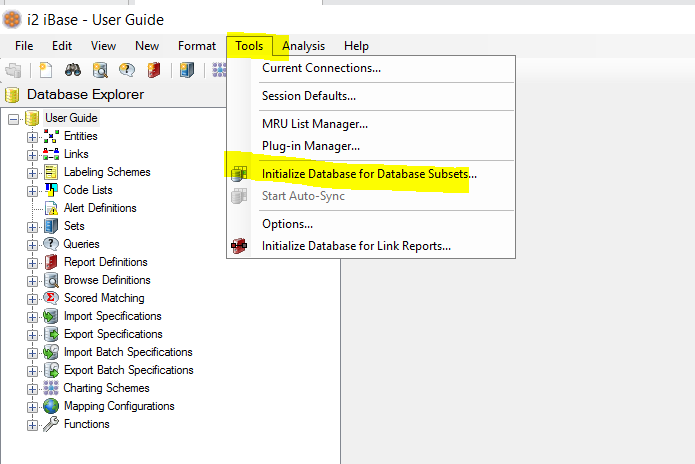 i2 iBase - On the preparations and the creation of database subset