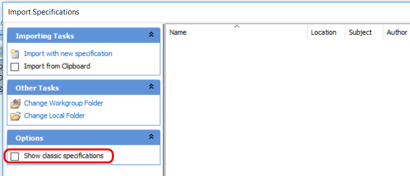Cannot create a Classic import specification in i2 Analyst's Notebook