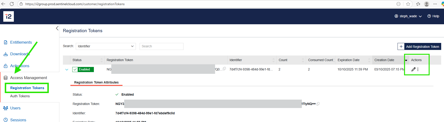 Modifying the Registration Token for Internet Licensing